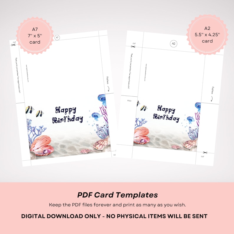 Under the Sea Happy Birthday Card, Watercolor Underwater Life With Fish ...