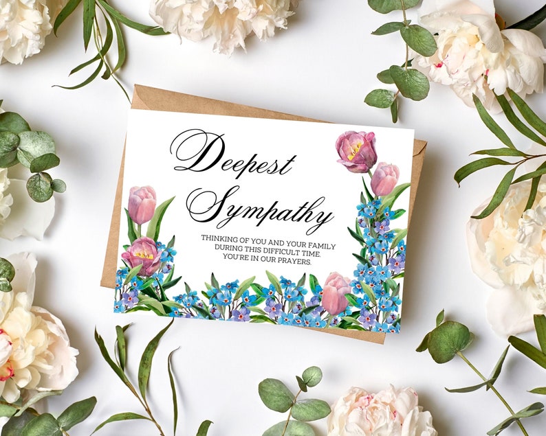 Watercolor Printable Sympathy Card, Condolence Card DIGITAL DOWNLOAD ...