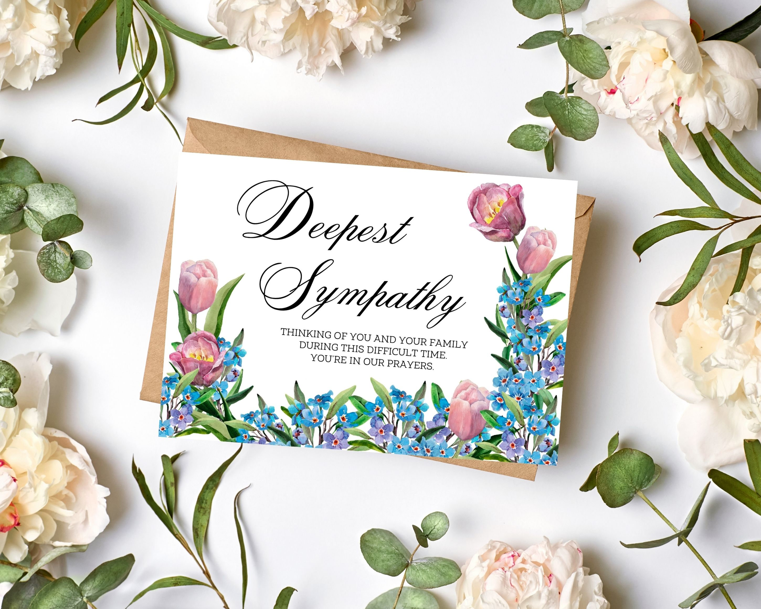 Watercolor Printable Sympathy Card, Condolence Card DIGITAL DOWNLOAD ...