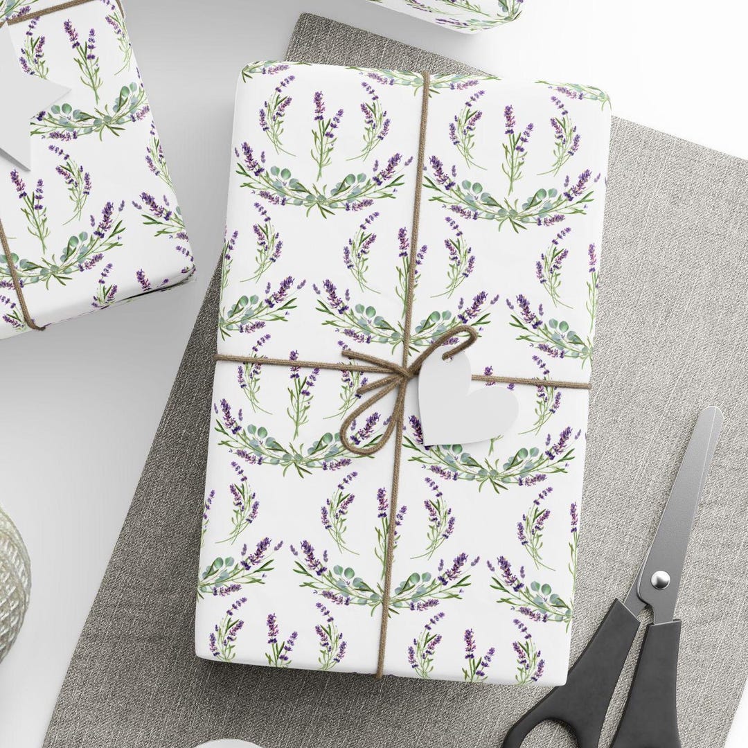 Lavender Wrapping Paper, Watercolor Floral Gift Wrap, Flowers Gift ...