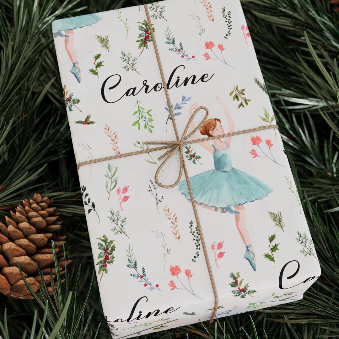 Personalized Ballerina Wrapping Paper, Elegant Floral Christmas Papers ...