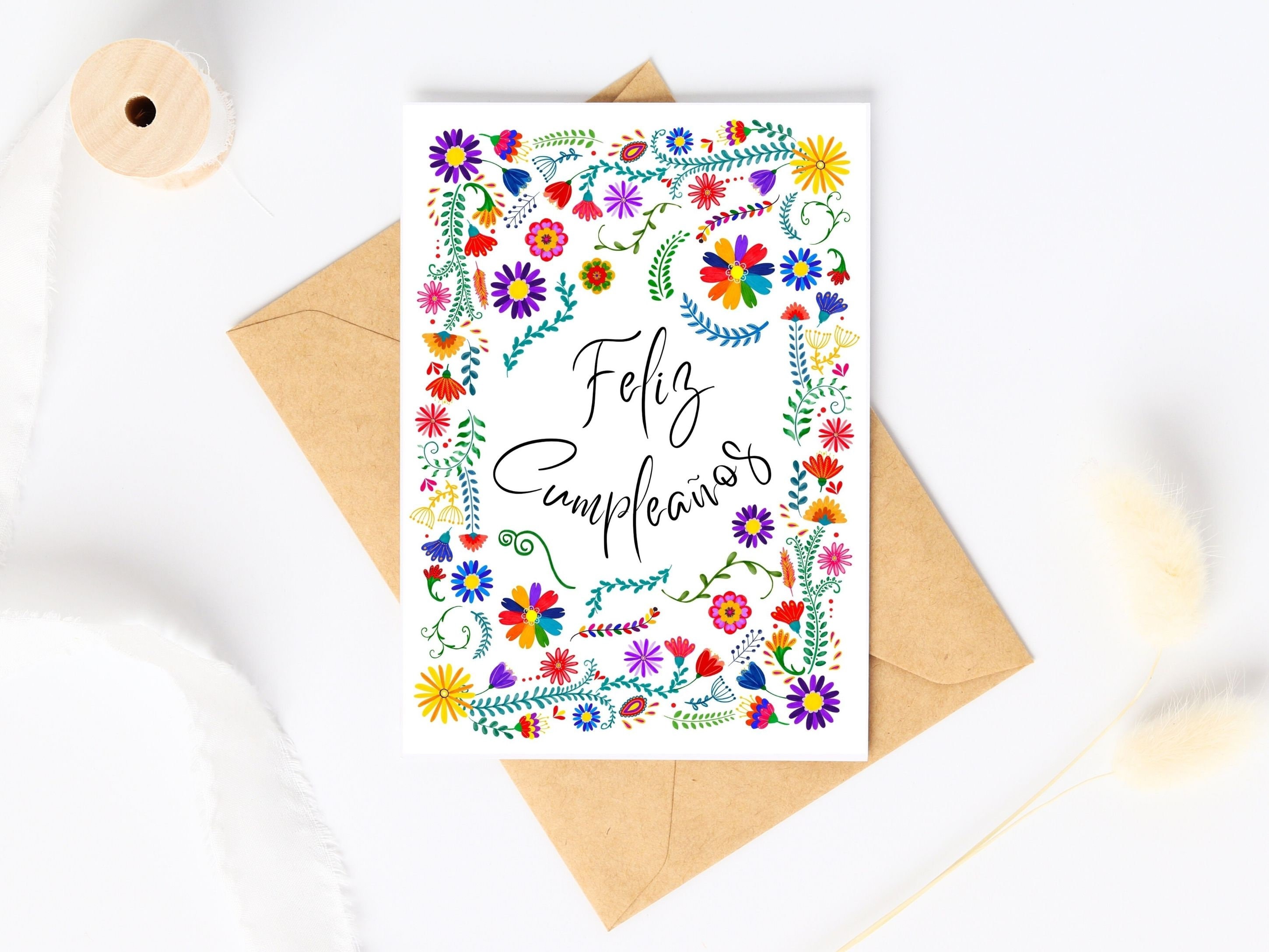 Feliz Cumpleaños Printable Card, Digital Download, Spanish Birthday ...