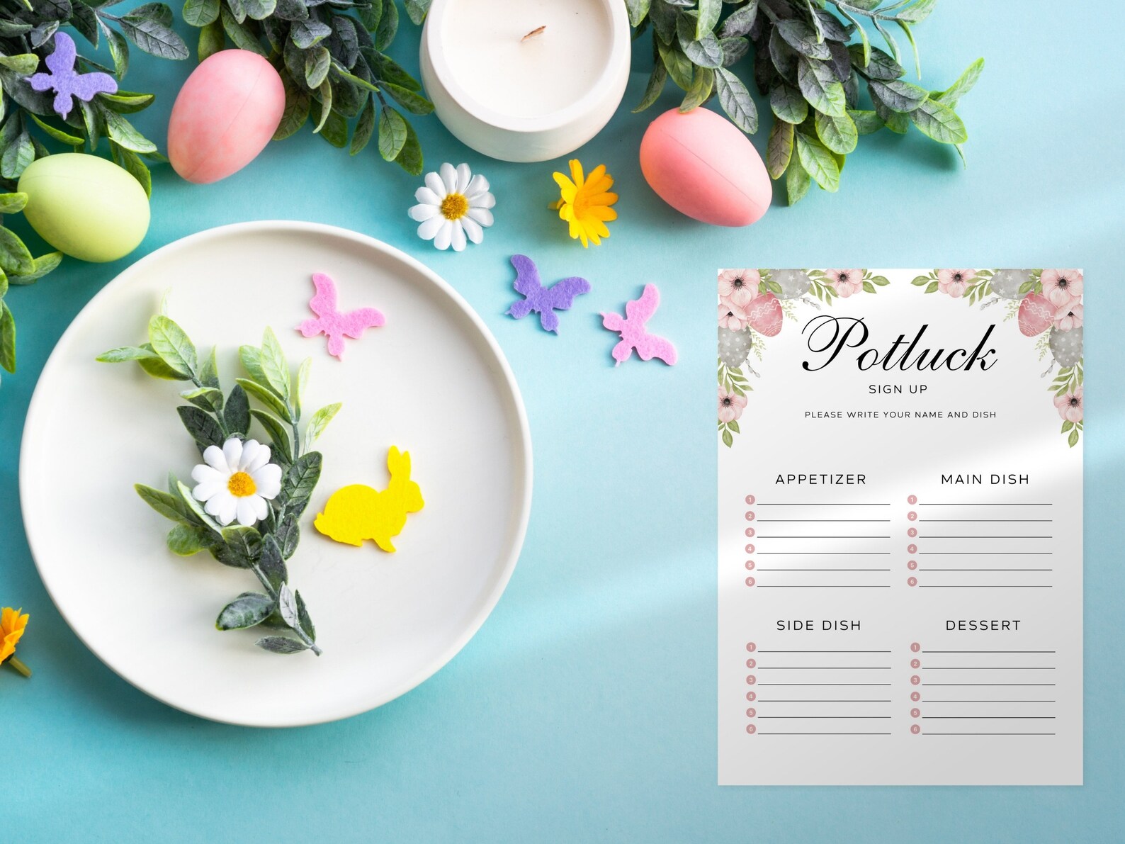Easter Potluck Sign up Sheet | Printable Sign up Sheet | | Digital ...
