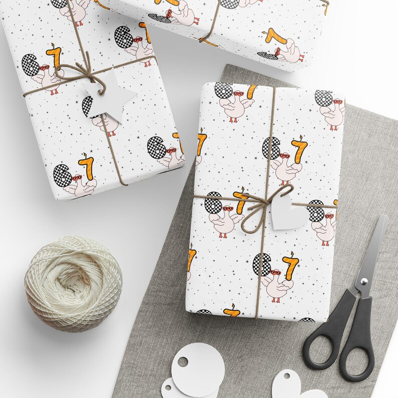 67 Silly Goose Wrapping Paper Roll, Six Seven Birthday Candle Gift Wrap ...