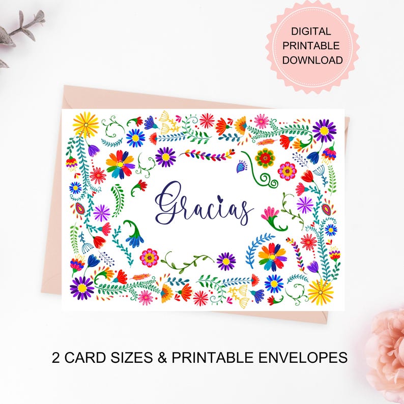 Gracias Elegant Printable Card, Digital Download, Spanish Thank You ...