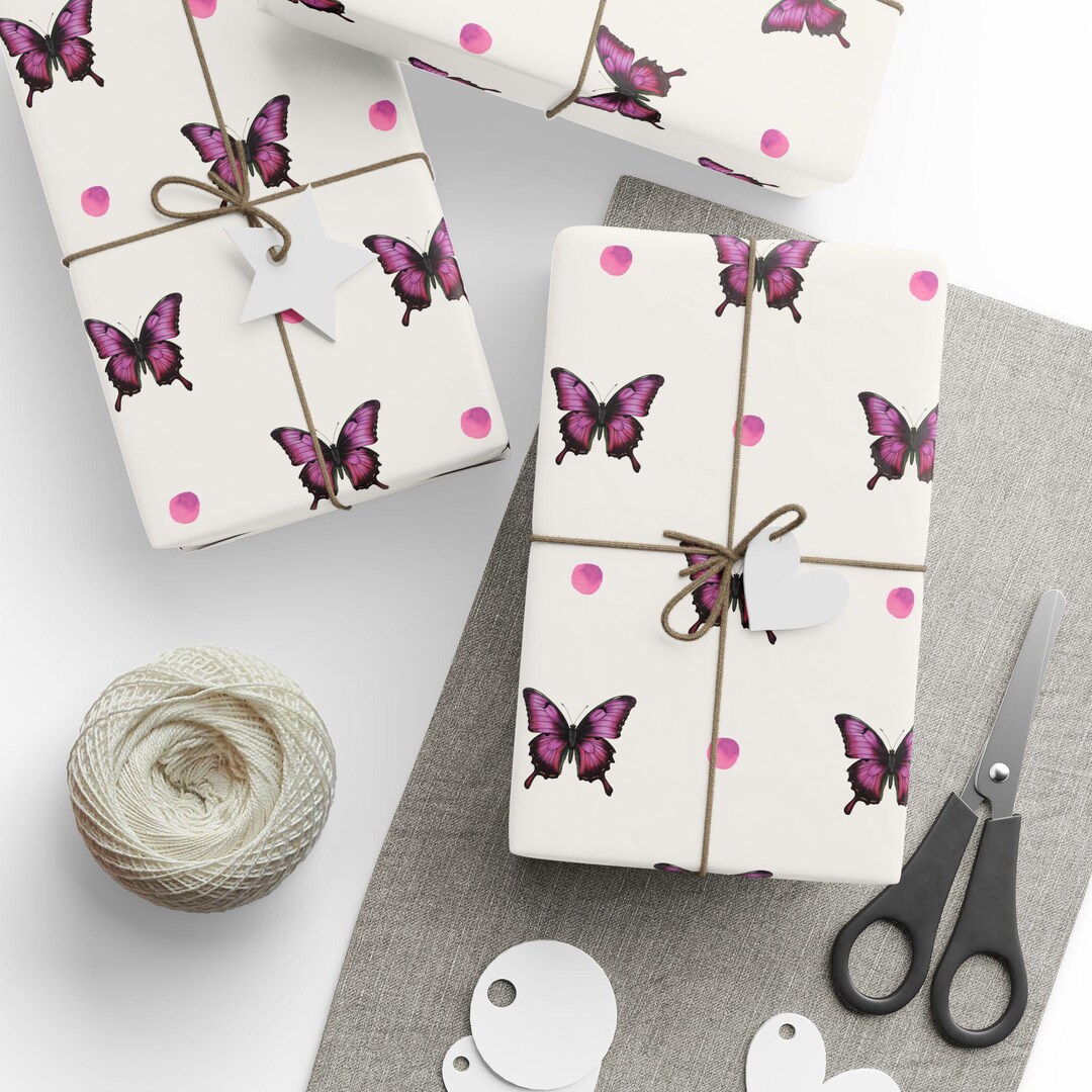 Butterflies Wrapping Paper Rolls: Whimsical Garden Baby Shower Wrap ...