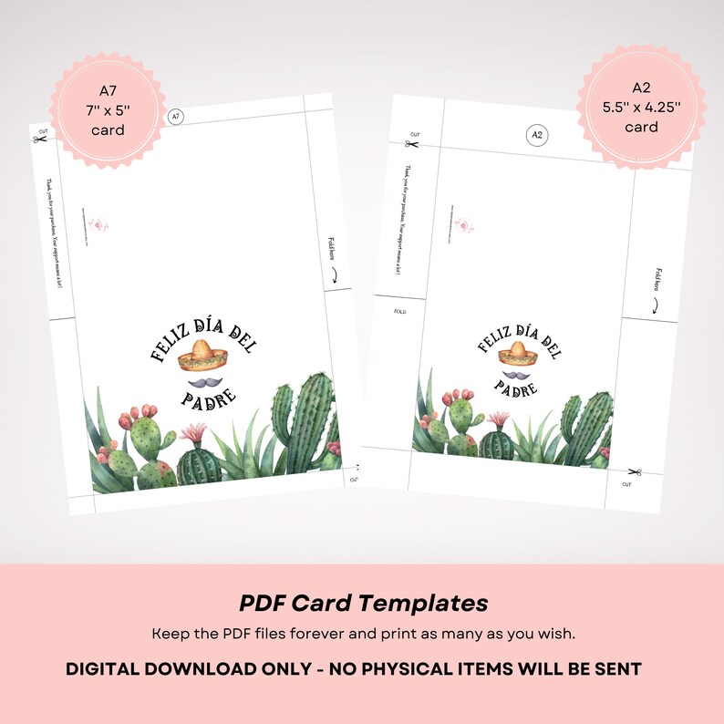 Feliz Día Del Padre Printable Card, DIGITAL DOWNLOAD, Sombrero and ...