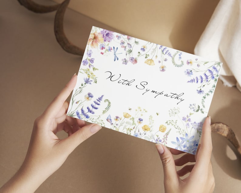 Watercolor Printable Sympathy Card, Elegant Floral Condolence Card ...