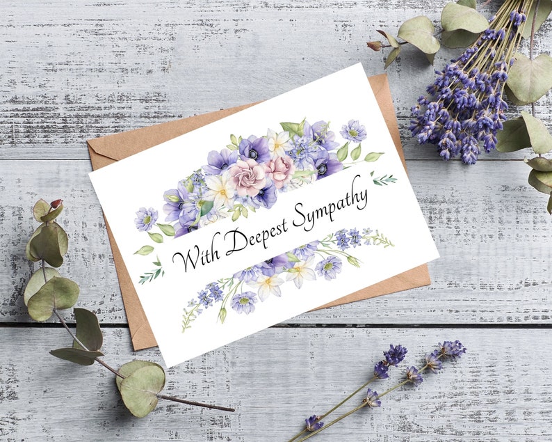 Floral Sympathy Card: Watercolor Purple Flowers (digital Download) - Etsy