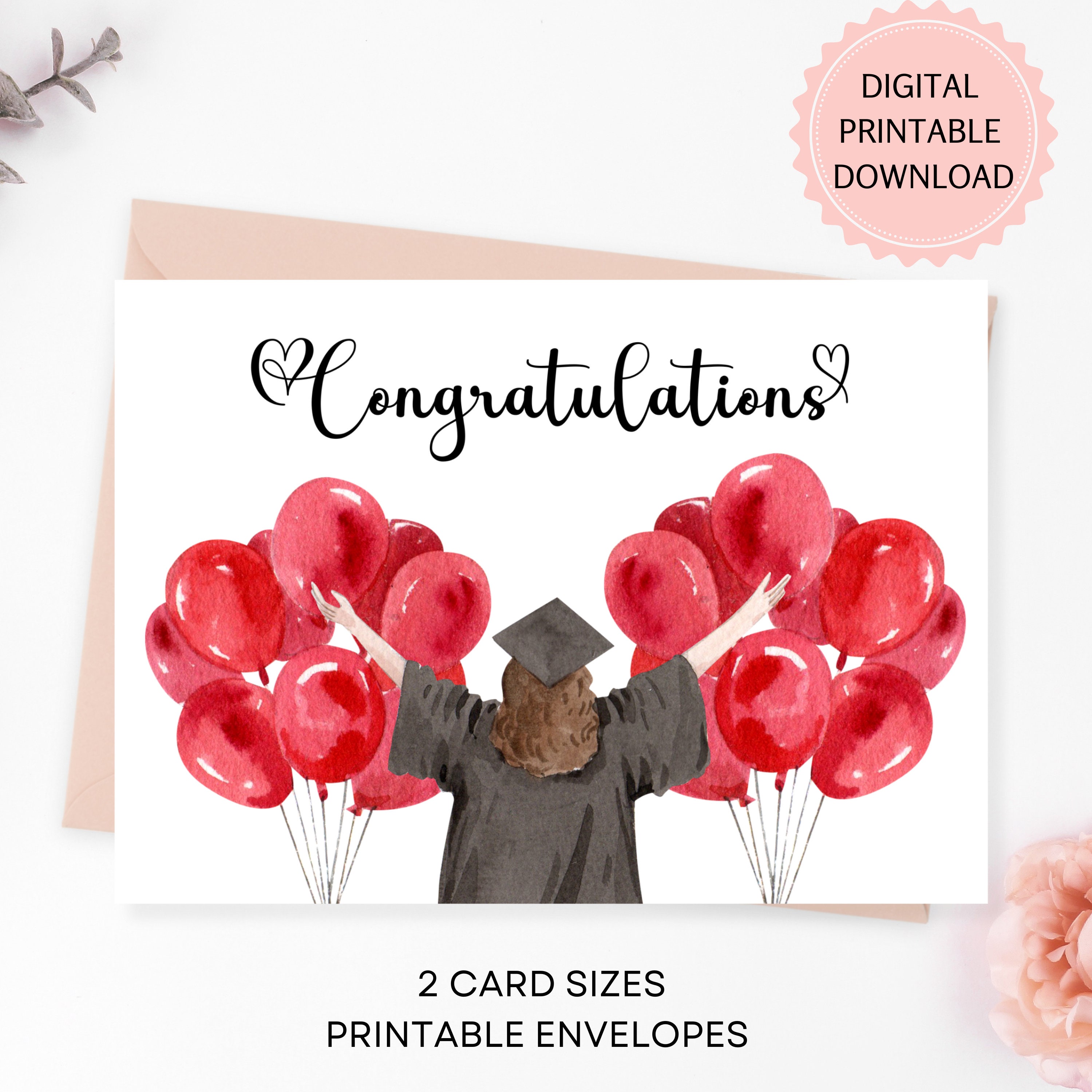 Printable Girl Graduation Card, Congrats Grad Card, Graduation Gift ...