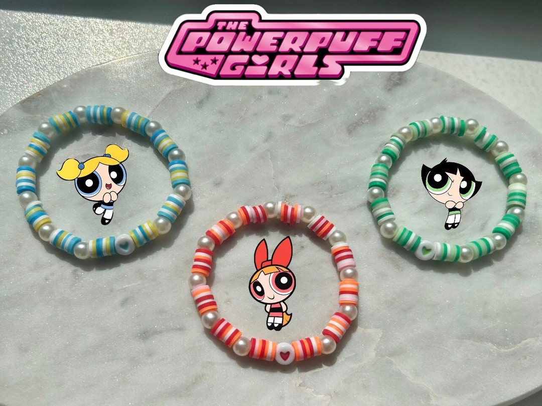 Powerpuff Girls Inspired Handmade Flexibly Designed Bracelet Set: Blossom, Bubbles, Buttercup ...