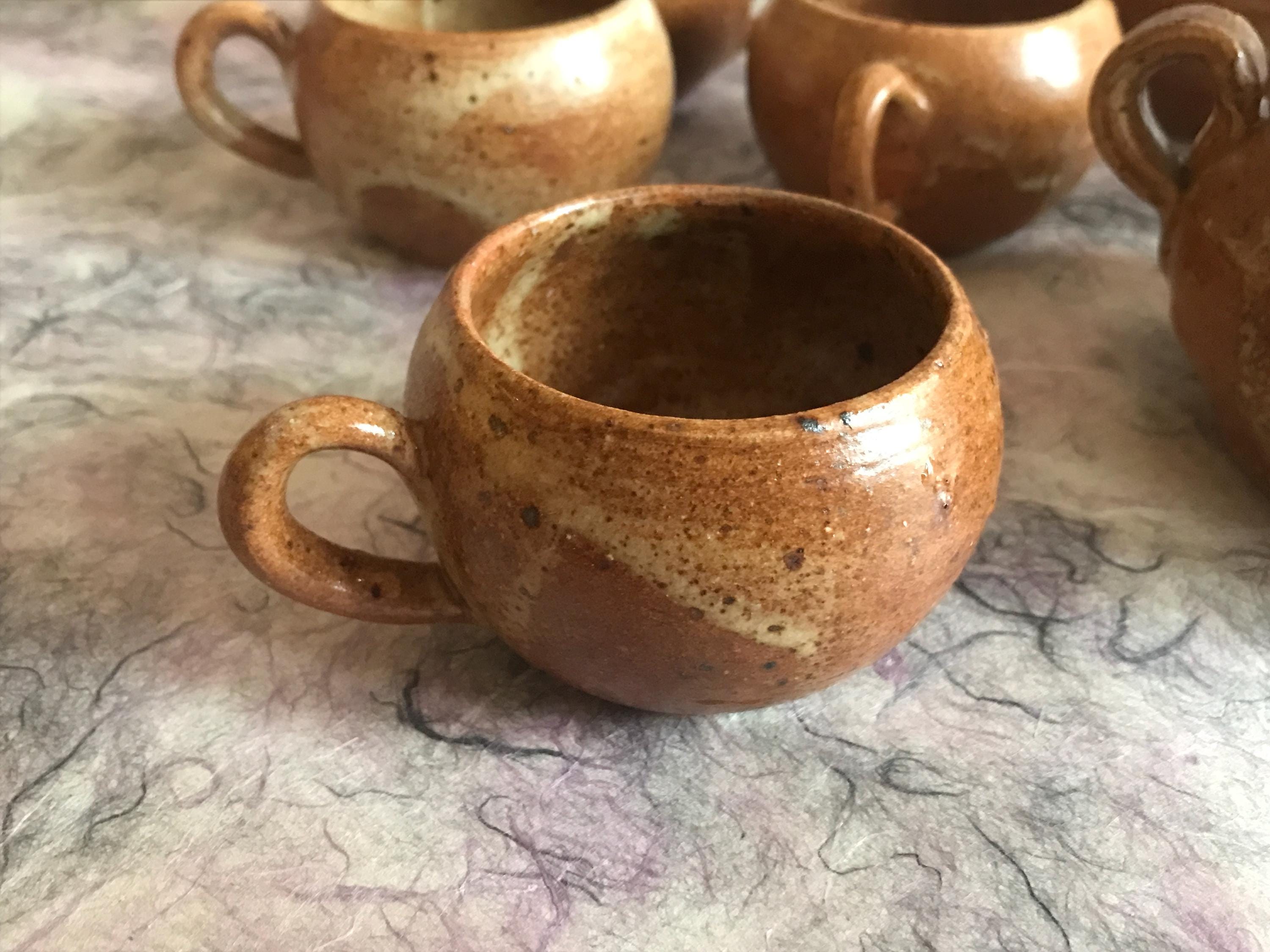 French Vintage Tea/coffee Set, 6 Rustic Stoneware Cups, Milk and Sugar ...