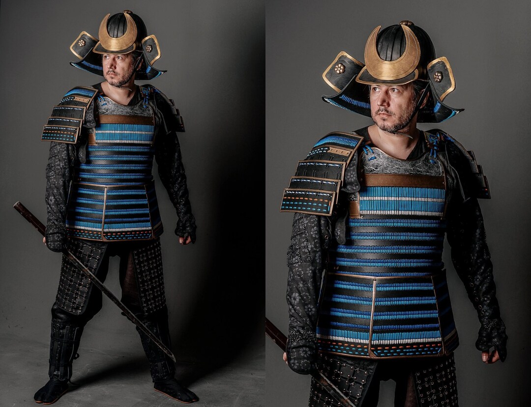 Japanese Samurai Armor Set Full Samurai Costume: Helmet, Cuirass ...
