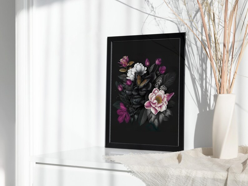 Moody Pink Peonies Painting Vintage Art Print Flower Print Dark Floral ... Moody Pink Peonies Painting Vintage Art Print Flower Print Dark Floral ...