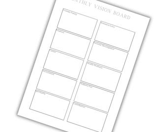 Monthly Vision Board Templates | Digital Download | Printable Pages - Etsy