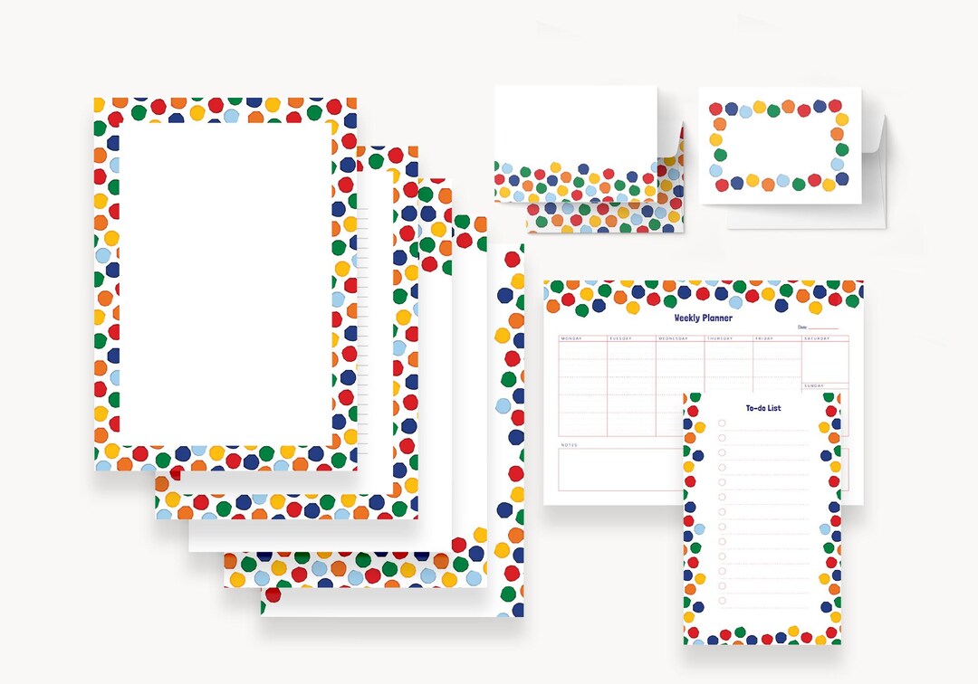 Polka Dot Printable Stationery Bundle | A4 & US Letter | Letter Set ...