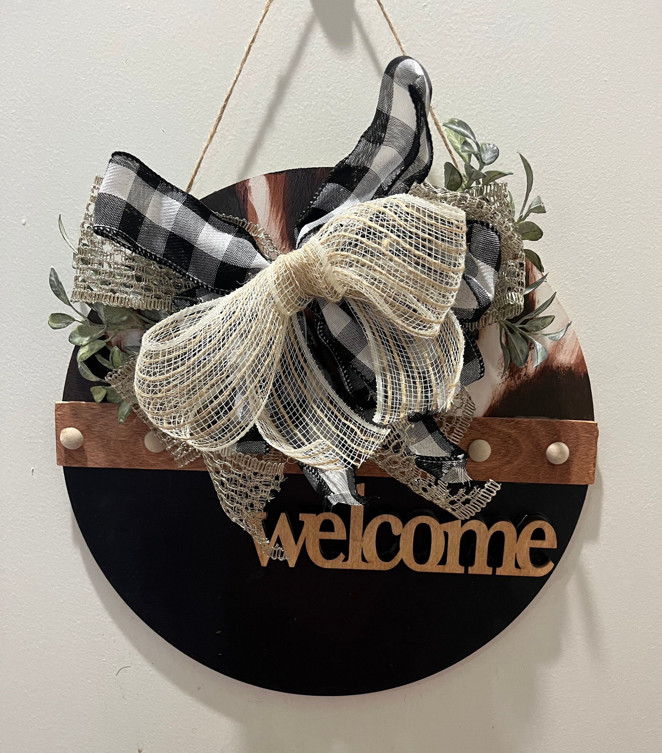 Handpainted Cowprint Welcome Sign - Etsy
