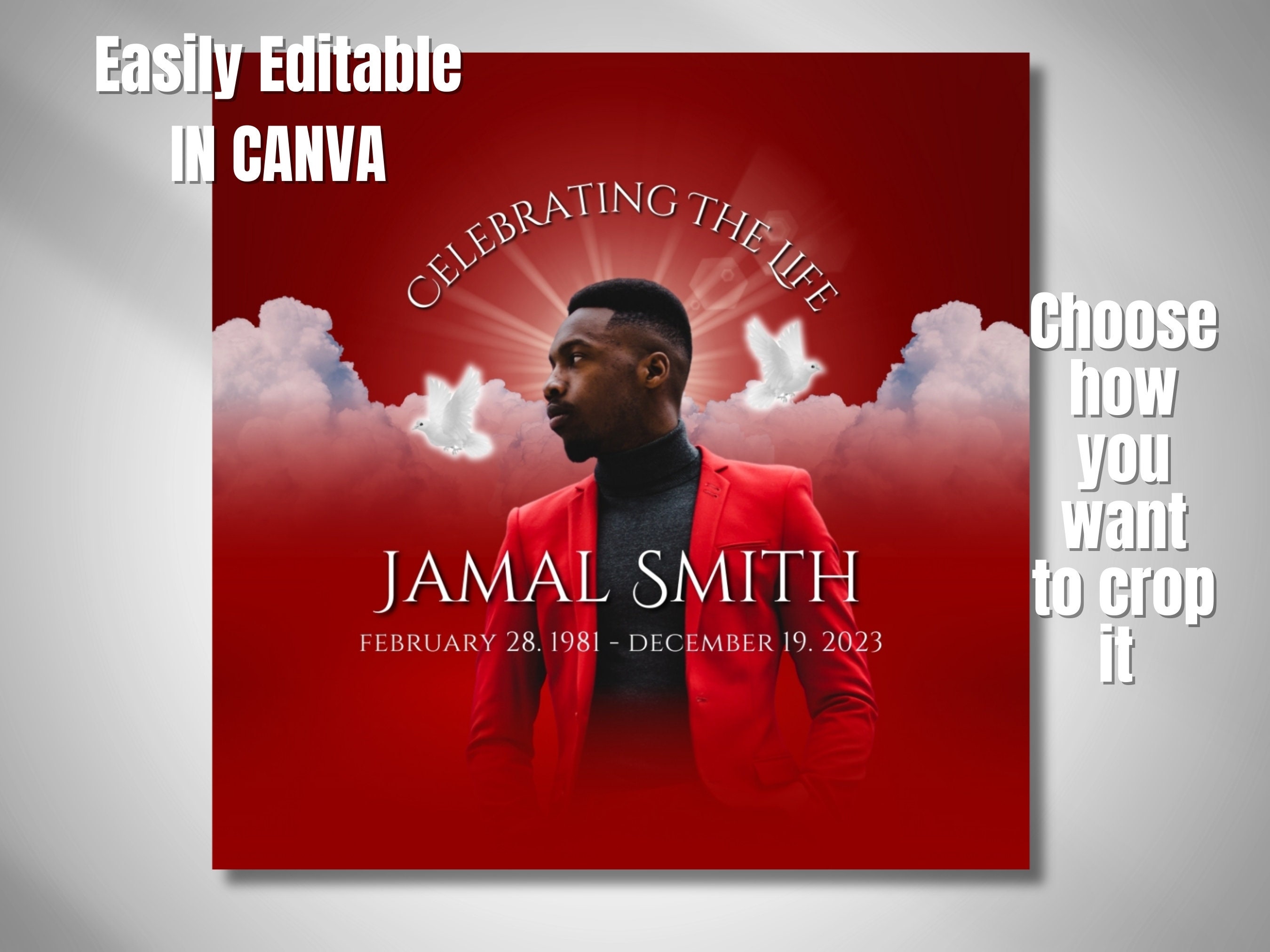 RED CLOUDS PINBACK Button Template, Memorial Pin, Roses Funeral ...