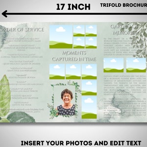 Green Watercolor Funeral Program, Celebration of Life (canva Editable ...