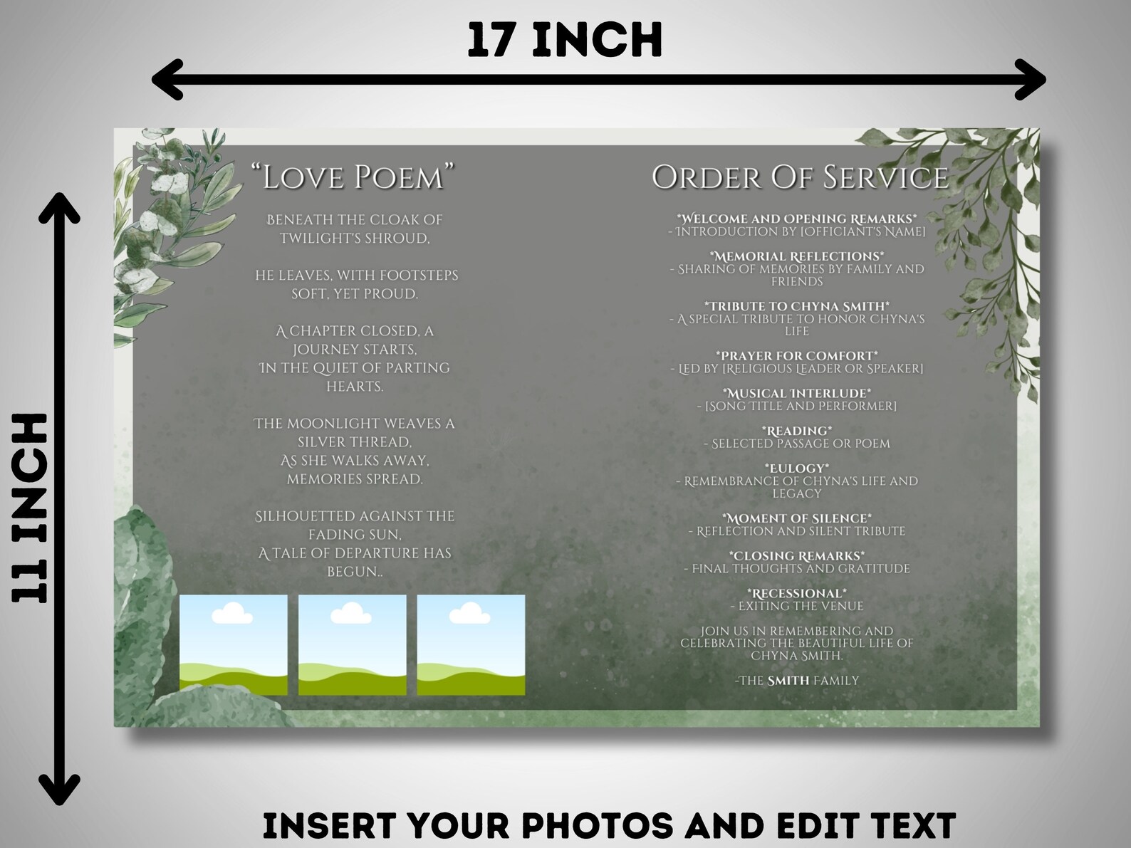 Green Watercolor Funeral Program Template, Celebration of Life (canva ...