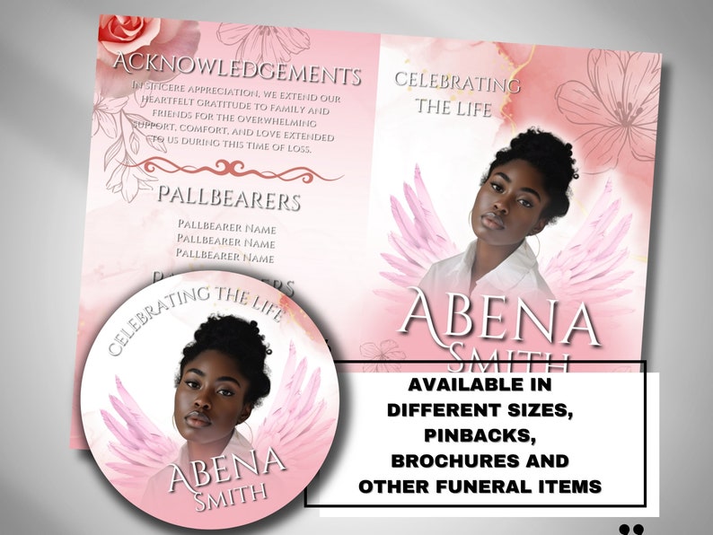 Pink Watercolor Funeral Program Template, Celebration of Life (canva ...