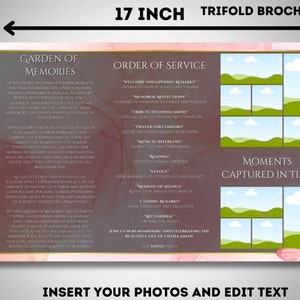 TRIFOLD FUNERAL TEMPLATE, 17x11 Obituary Program, Pink Marble, Canva ...