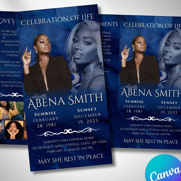 Blue Funeral Template - Etsy