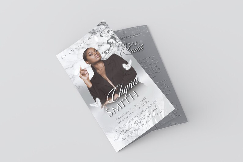 17x11 FUNERAL PAMPHLET 2 PAGES Trifold Obituary - Etsy