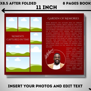 5.5x8.5" BOOKLET FUNERAL PROGRAM, 8 Pages, Bifold Obituary, Celebration ...