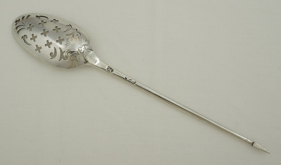 Mote Spoon, 5.5 Scarce Fancy Back, Antique English Georgian Sterling ...