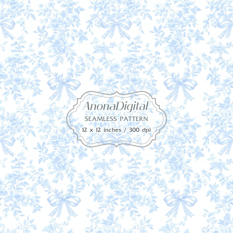 Seamless Blue Bow Pattern - Etsy