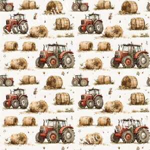 Tractor Seamless Pattern, Tractor Farm Design for Kids, Red Tractor ...