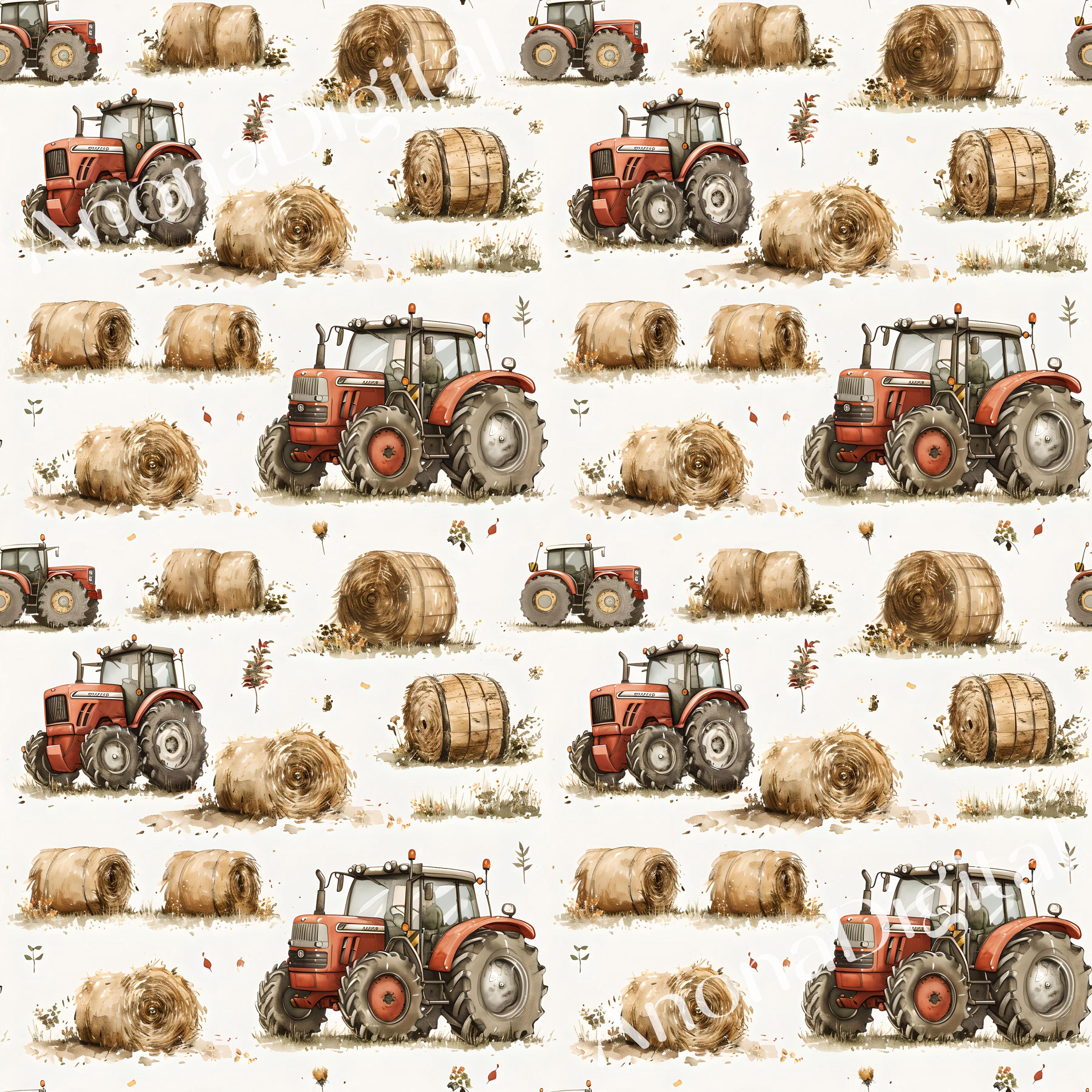 Tractor Seamless Pattern, Tractor Farm Design for Kids, Red Tractor ...