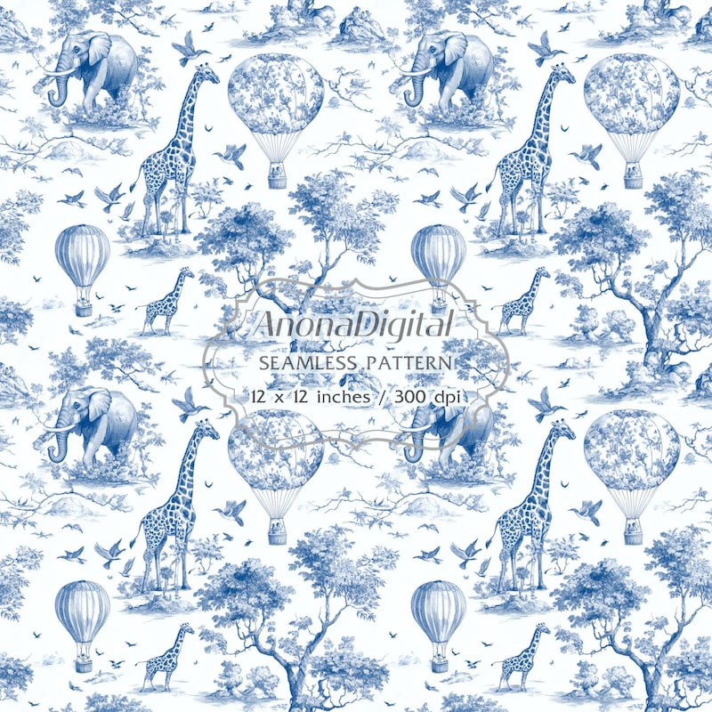 Blue Toile Baby Wallpaper - Etsy