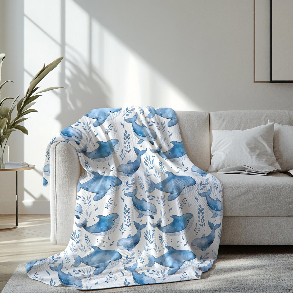 Whale Cute Sea Ocean Seamless Pattern, Watercolor Whale Seamless ...