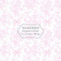 Pink Watercolour Bow Seamless Pattern – Coquette Ribbon and Hearts ...