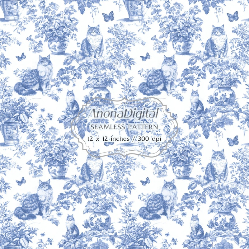 Cat Wallpaper Navy - Etsy UK