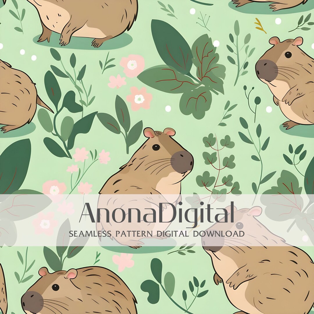 Capybara Seamless Pattern, Digital File Cute Capybara Seamless ...