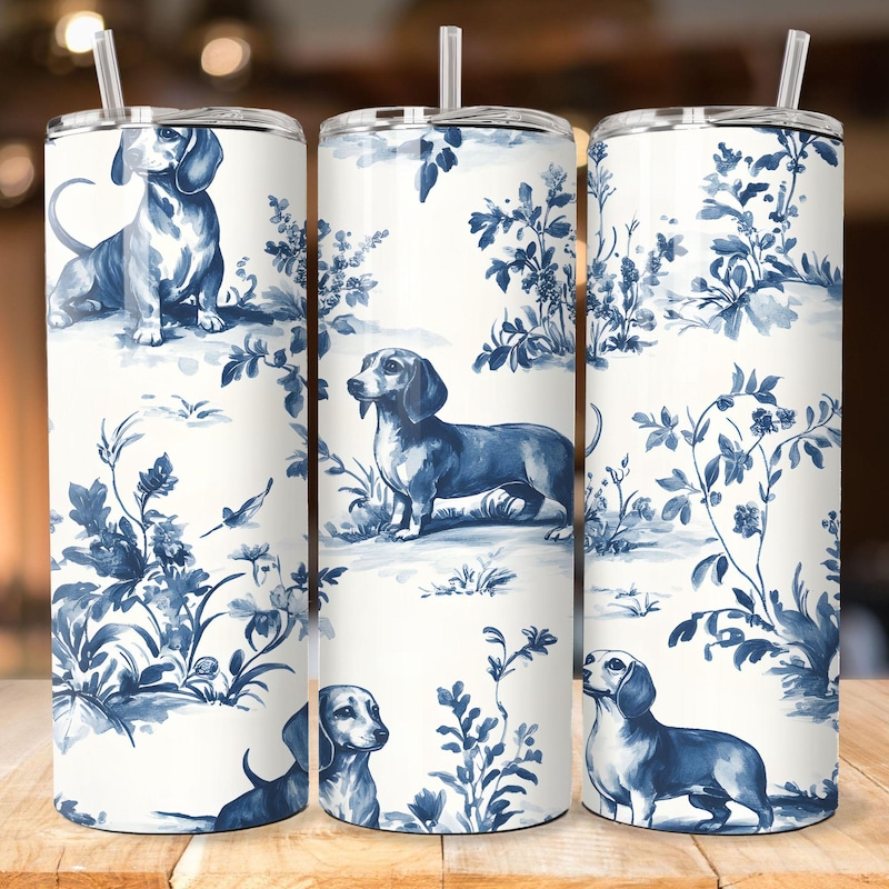 Blue Toile Dog Tumbler - Etsy