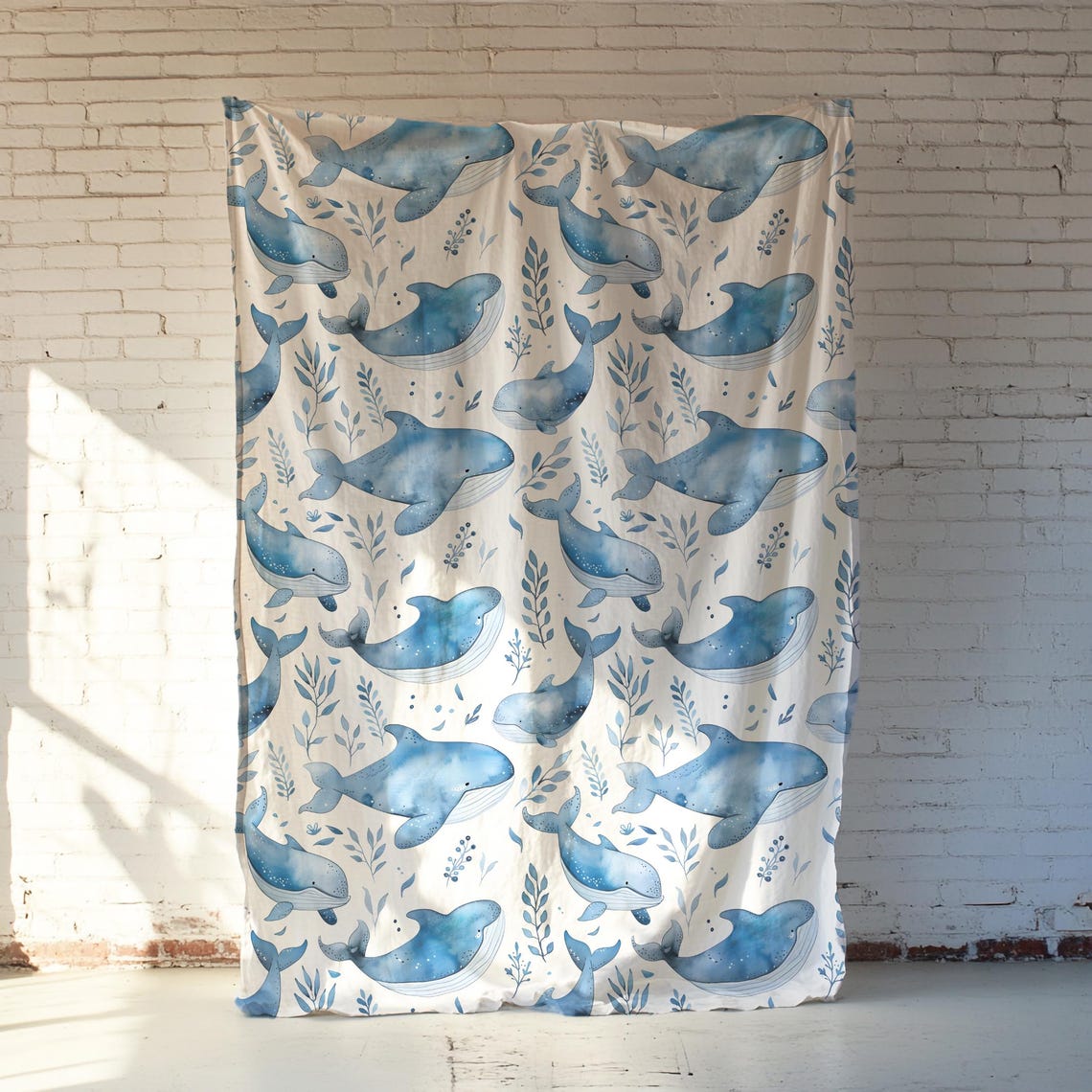 Whale Cute Sea Ocean Seamless Pattern, Watercolor Whale Seamless ...