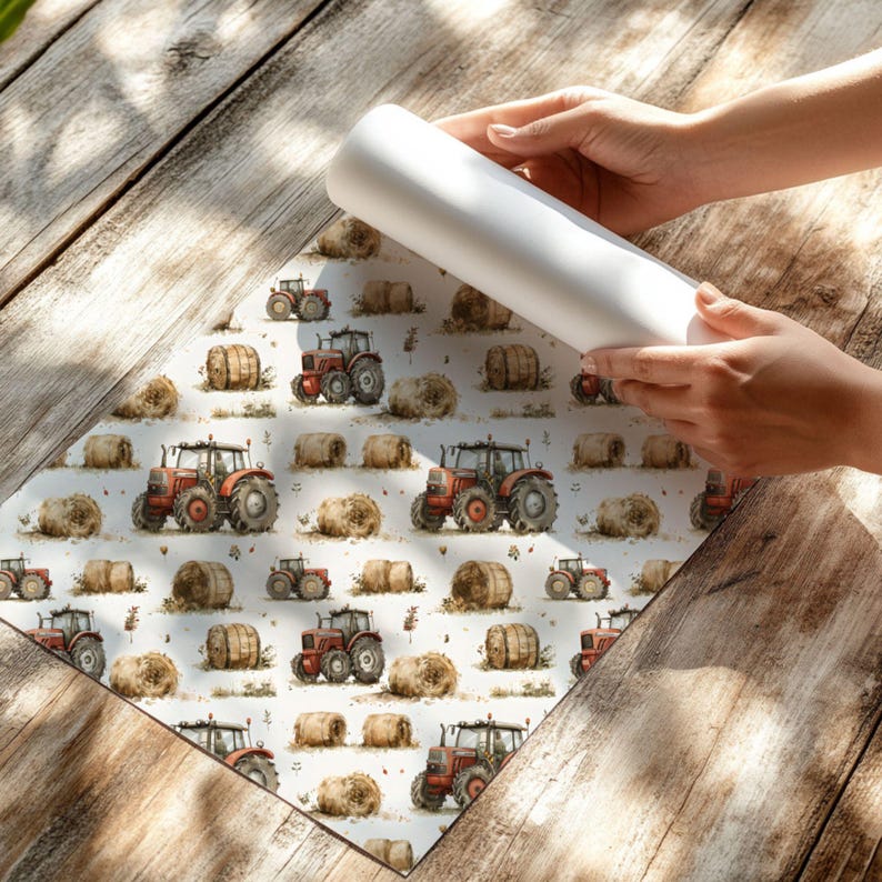 Tractor Seamless Pattern, Tractor Farm Design for Kids, Red Tractor ...