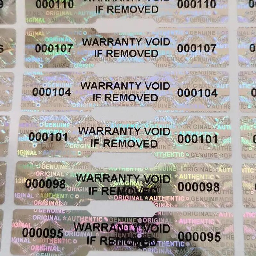 Dog-bone Hologram Numbered Security Warranty Void Stickers Tamper Proof ...