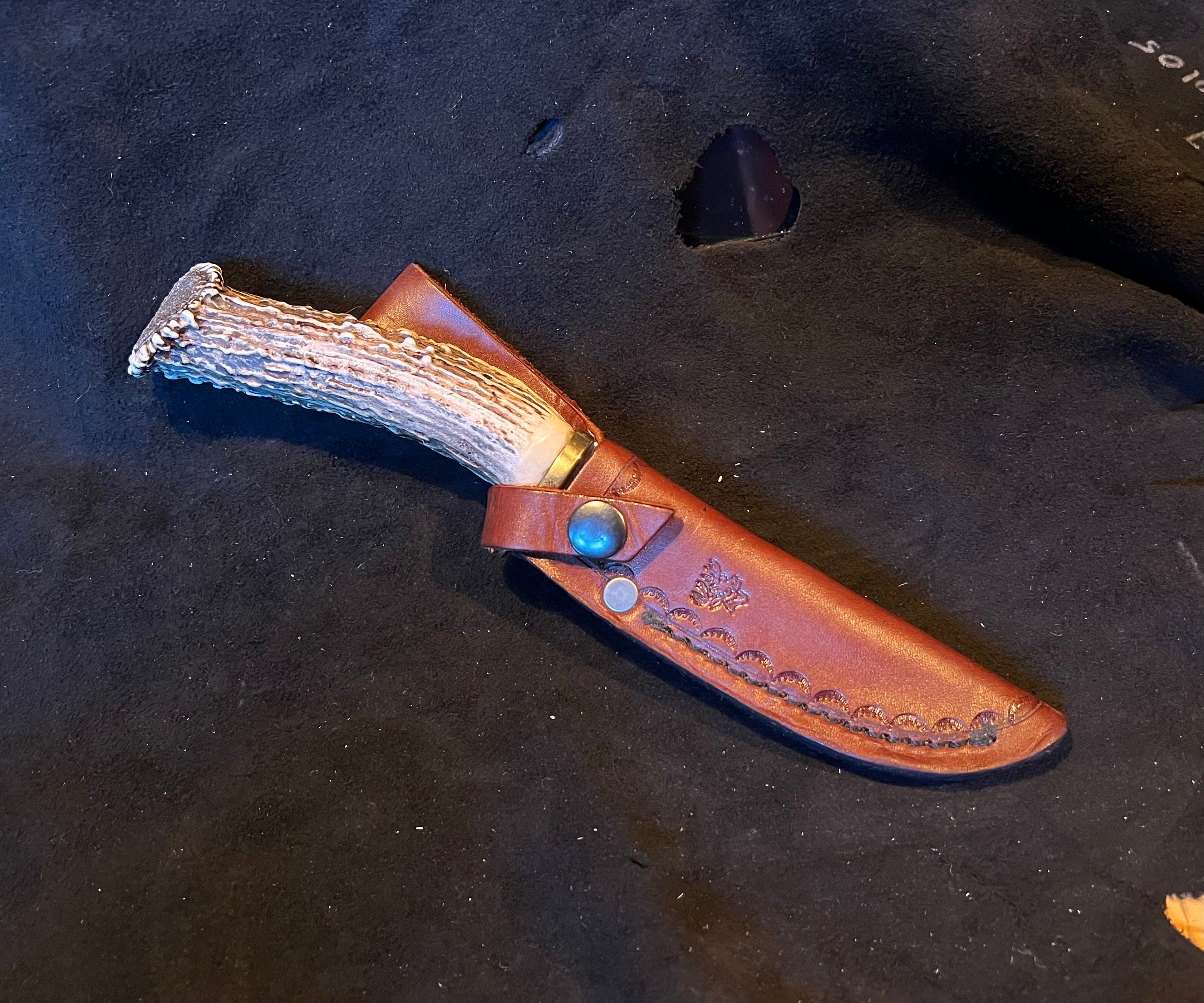 Antler Handled Knife W/leather Sheath - Etsy