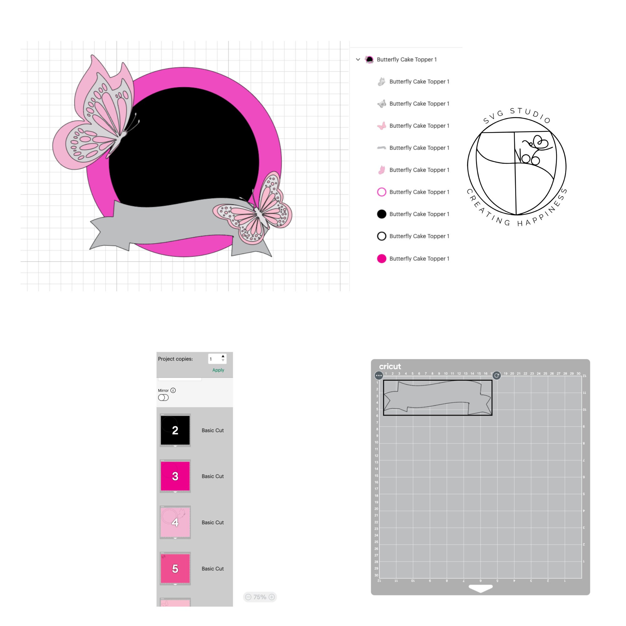 Cricut Cake Topper Butterfly Design SVG EPS AI Digital File Download - Etsy