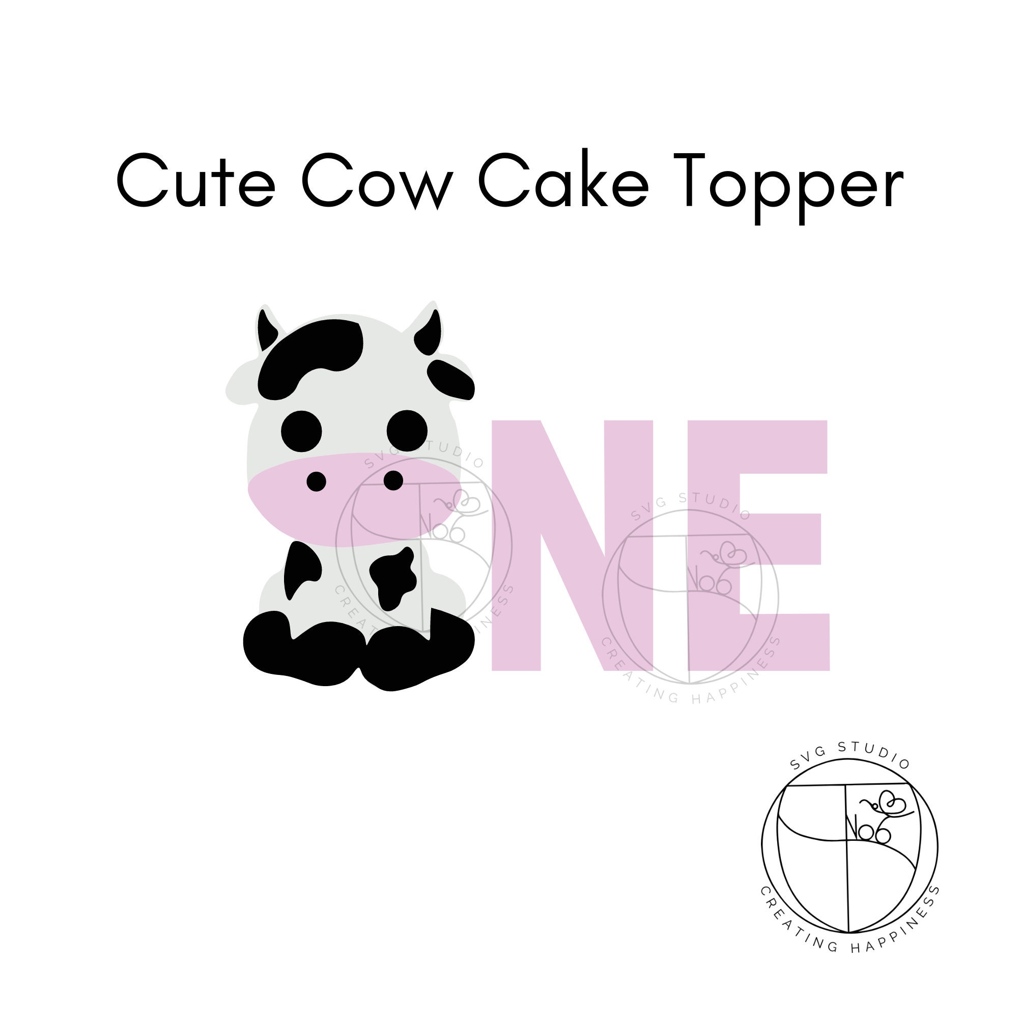 Cute Cow Cake Topper | SVG Cake Topper | Party Decor | Cricut | Cameo ...