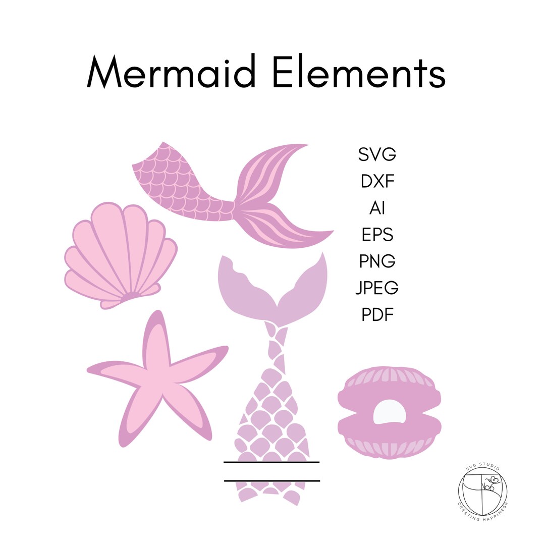 Mermaid SVG Bundle| Mermaid Tail Monogram Svg| Split Monogram Svg ...
