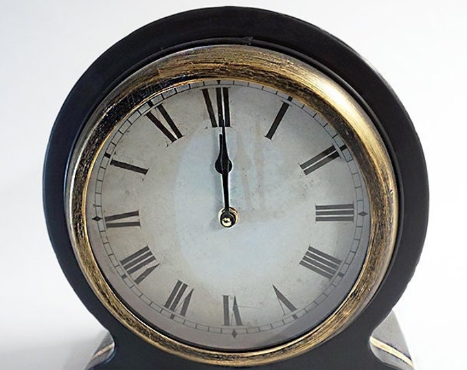 Black and Distressed Large Gold Mantel Clock - Etsy UK