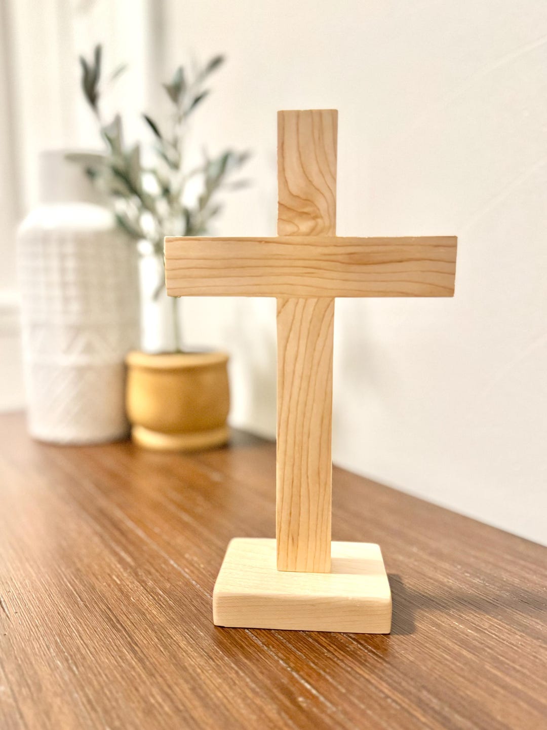 Handcrafted Maple Hardwood Cross on Stand - Medium Size - Etsy