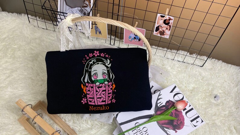 Ne.zu.ko Embroidery Sweatshirt, Kamado Nezuko Pullover, Harajuku ...