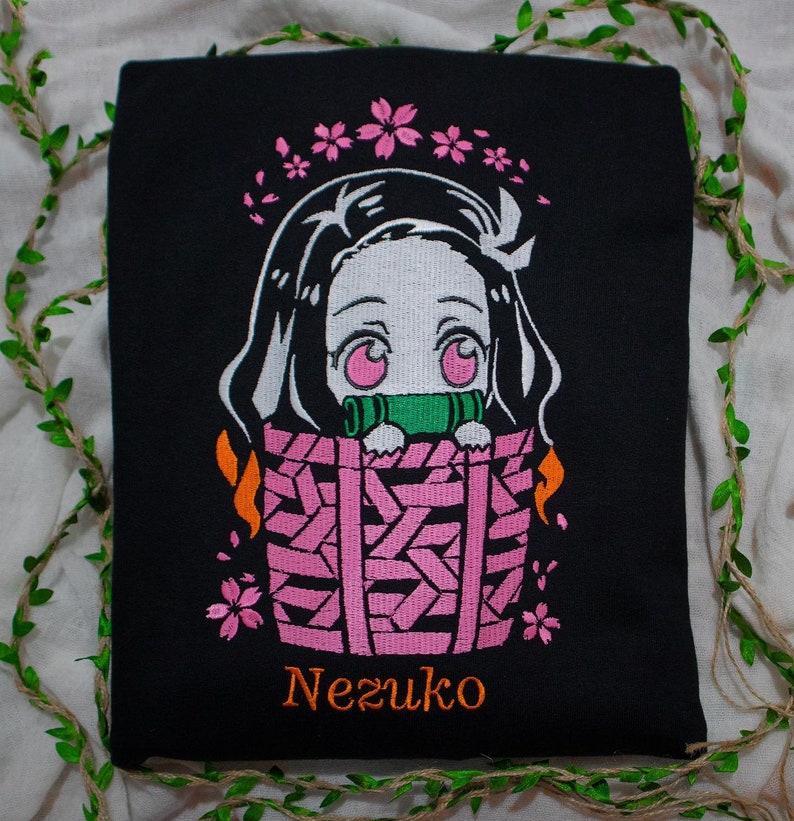 Ne.zu.ko Embroidery Sweatshirt, Kamado Nezuko Pullover, Harajuku ...